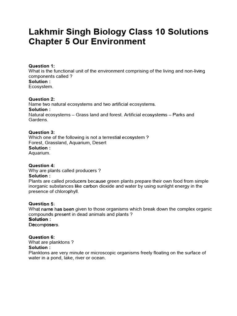 Class 10 Biology: Ecosystem & Food Chains | PDF | Municipal Solid Waste ...