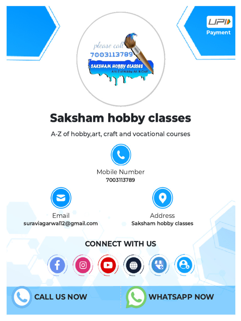 Saksham Hobby Classes Card | PDF