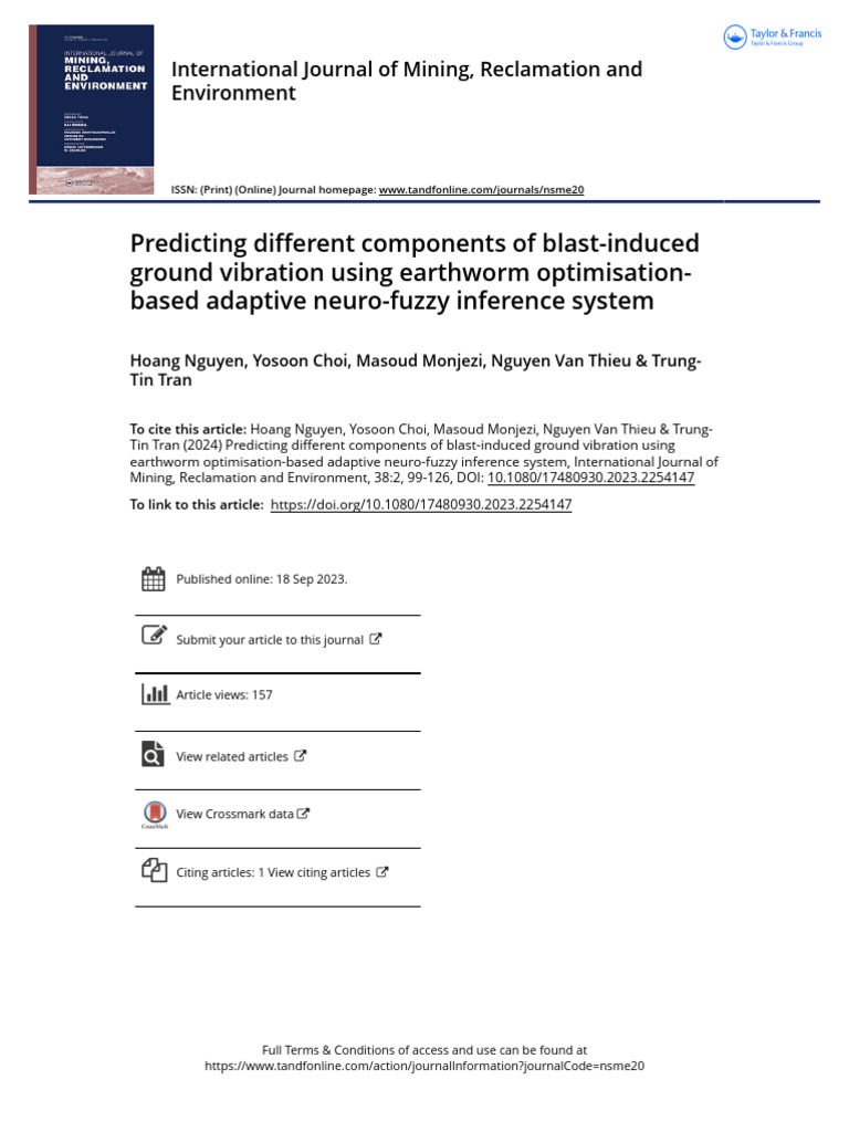 Predicting Different Components of Blast-Induced Ground Vibration Using Earthworm Optimisation ...