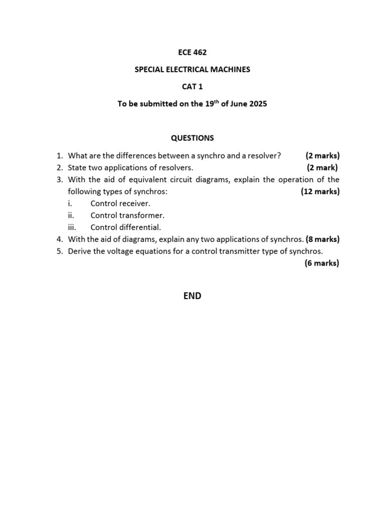 ECE 462 Special Machines Study Guide | PDF
