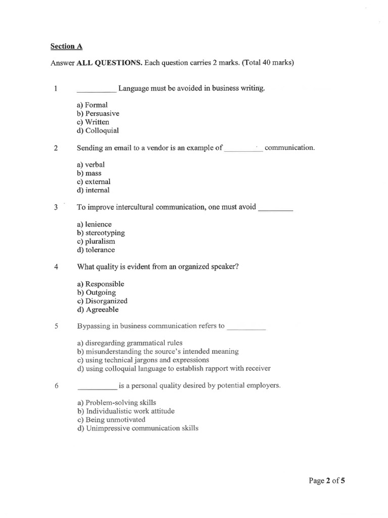 Com Skills Questions Past Paper | PDF