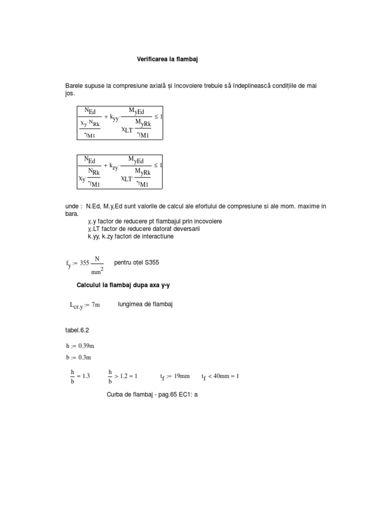 Mathcad - Verificarea La Flambaj Stalp | PDF
