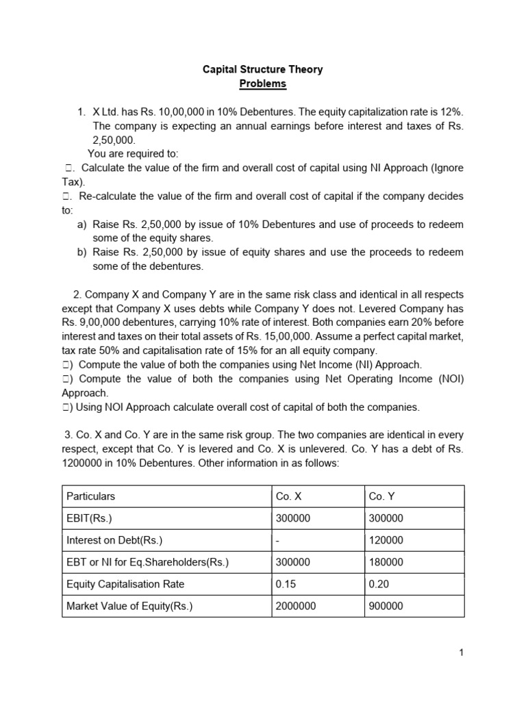 Capital Structure Worksheet | PDF | Capital Structure | Cost Of Capital
