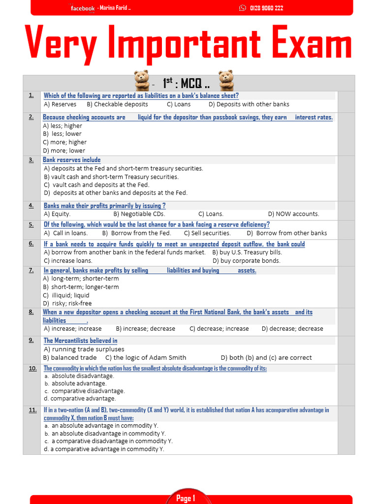 The Most Important Trial Exam - Without Answers | PDF | Currency ...