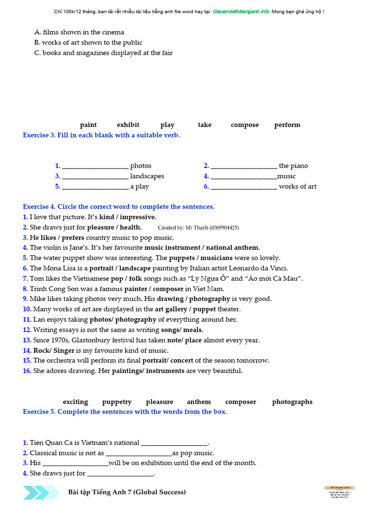English Language Exercises for Beginners | PDF | The Arts