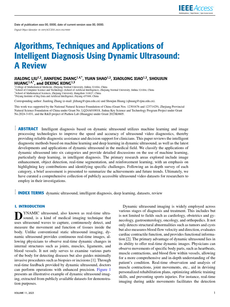 Algorithms Techniques and Applications of Intelligent Diagnosis Using Dynamic Ultrasound a ...