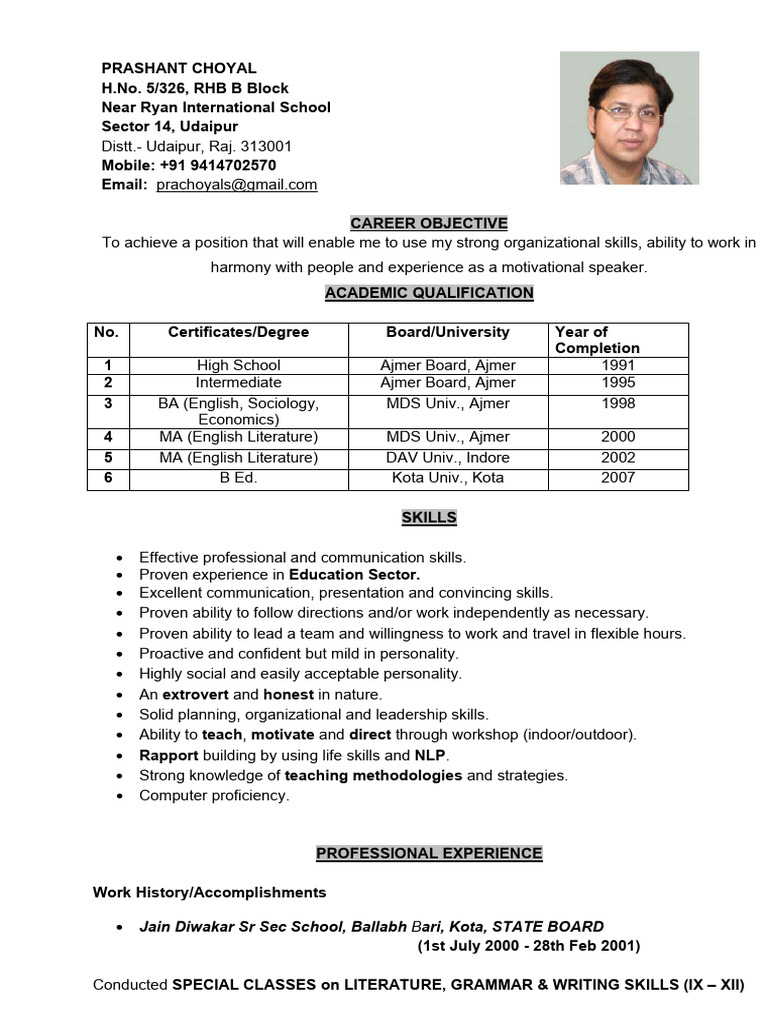 Prashant Choyal: English Educator Profile | PDF