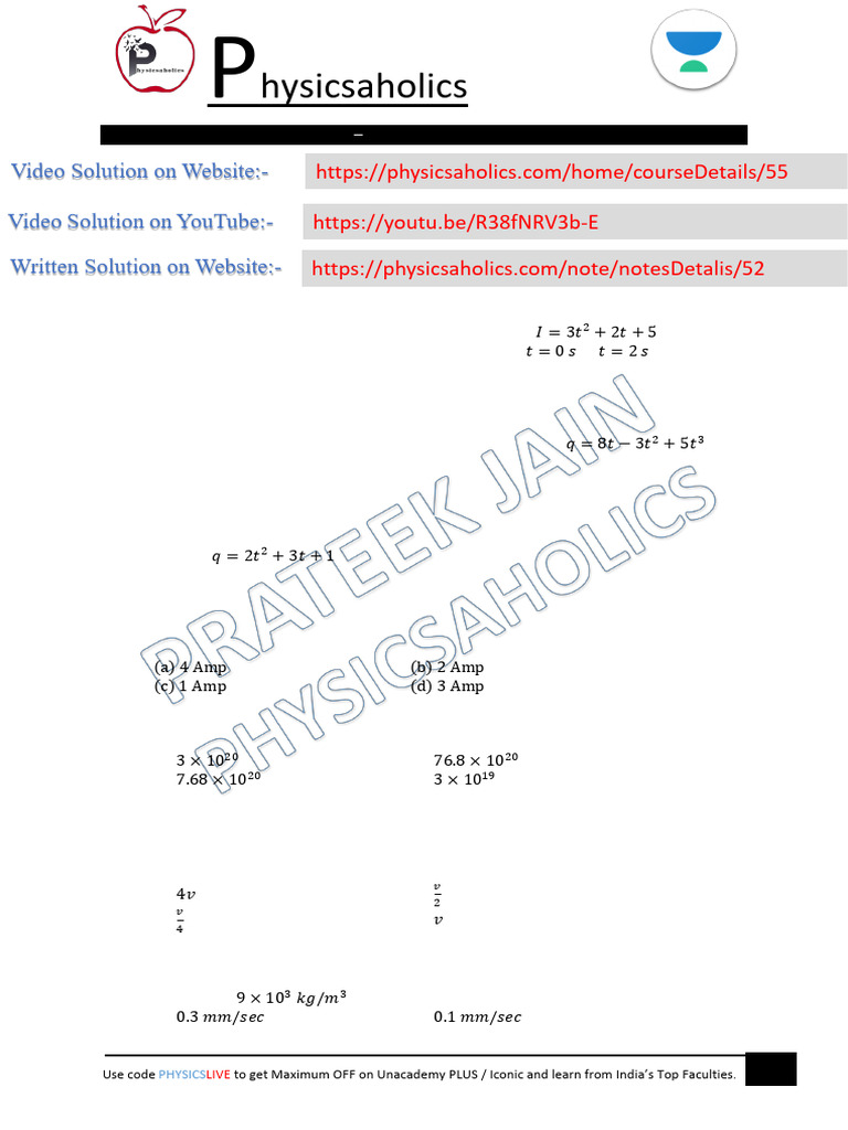 DPP-1-Current_Electricity-_Current_Current_density_Drift_velocity__1654937170324 | PDF ...