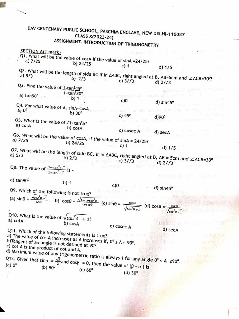 Trigo. Assignment | PDF
