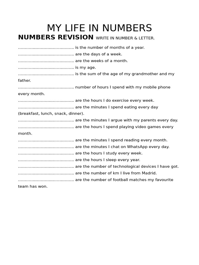 My Life in Numbers | PDF
