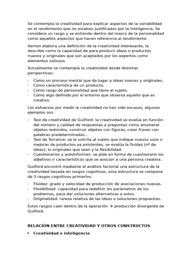 Creatividad: Definición y Medición | PDF | Creatividad | Inteligencia