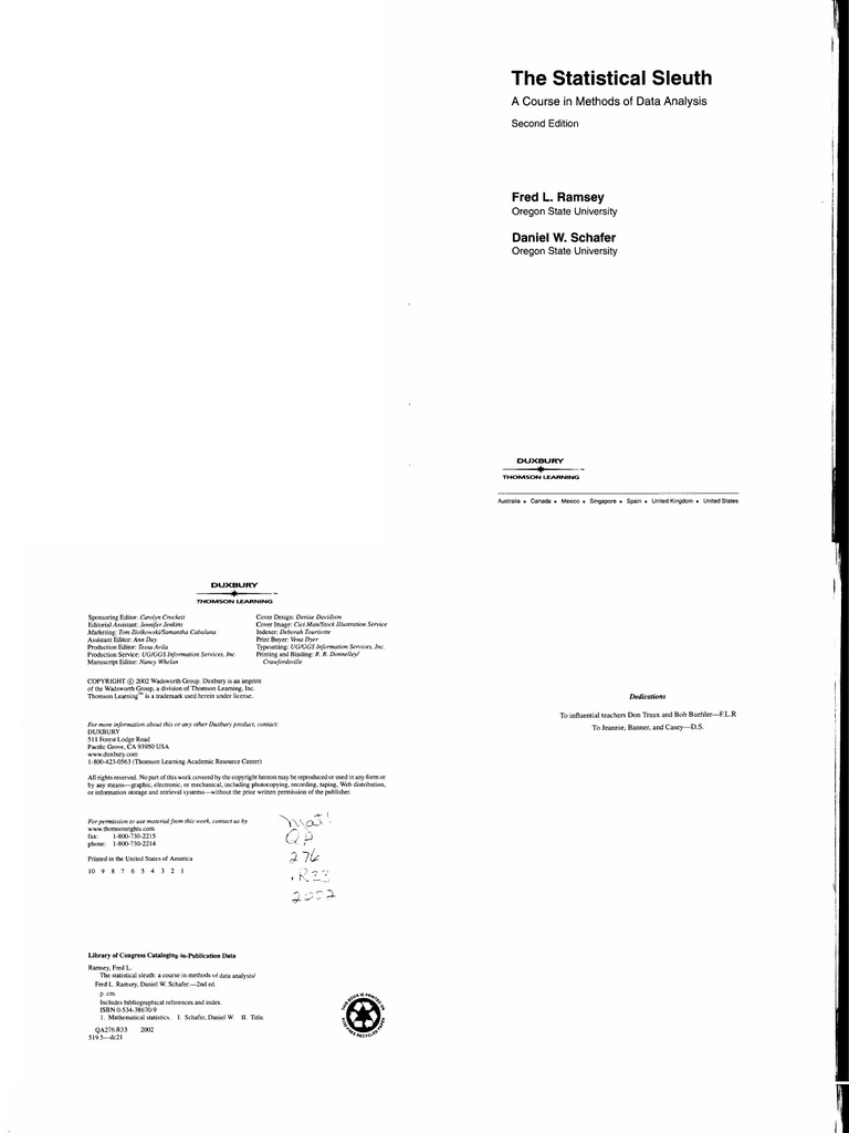 书The statistical sleuth - A course in methods of Data analysis | PDF