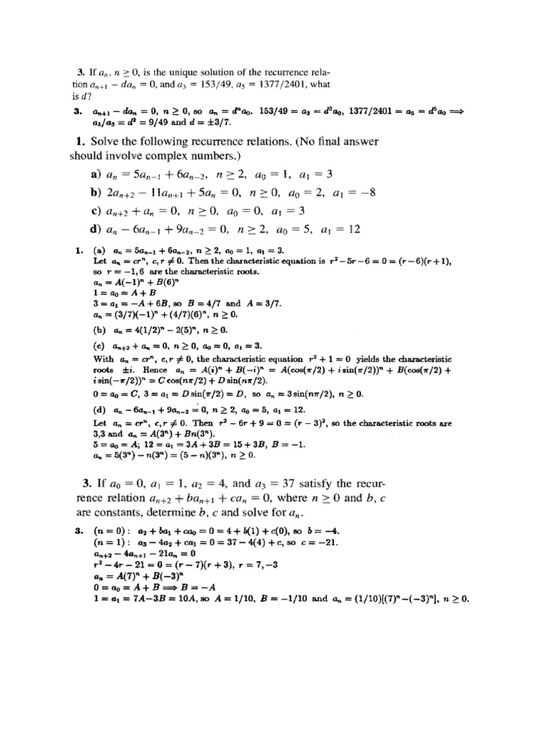 Recurrence Relation | PDF