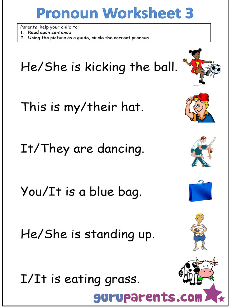 Pronoun Worksheets 3 | PDF