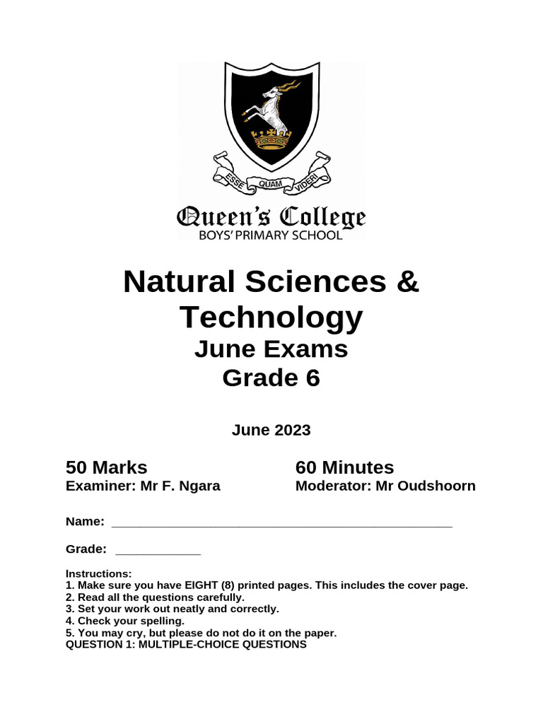 Natural Sciences Grade 6 Mid-Year Exams 2023 | PDF | Water Pollution ...