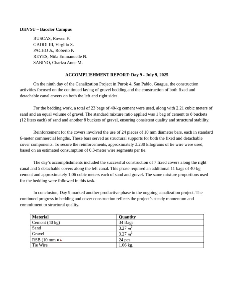 Acc. Report - Day 9 | PDF