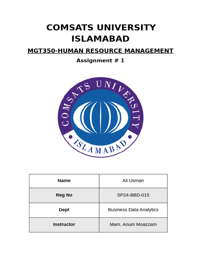 HRM Assignment # 1 | PDF