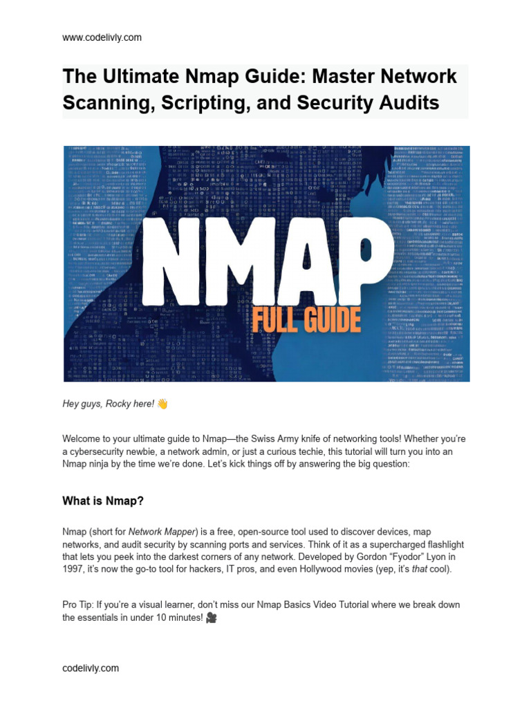 The Ultimate Nmap Guide Master Network Scanning, Scripting, and | PDF | Port (Computer ...