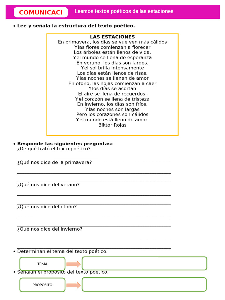 Estructura y análisis de poemas sobre estaciones | PDF | Temporada de ...