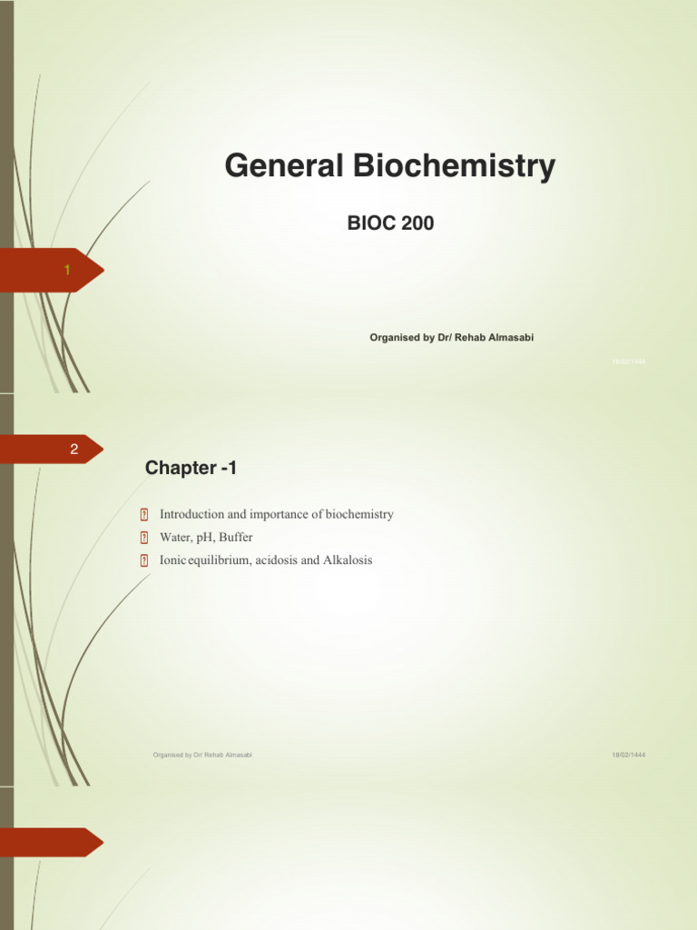 General Biochemistry Chapter 1 | PDF