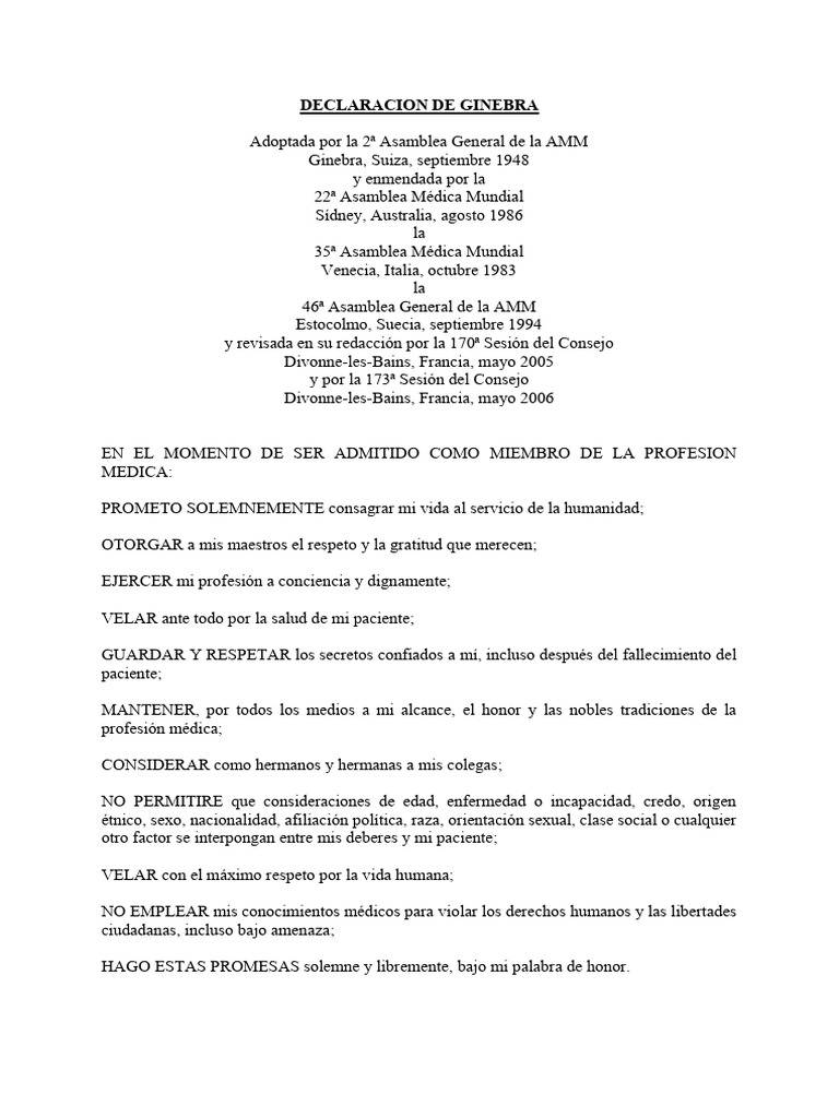 Decl of Geneva V 2006 S | PDF