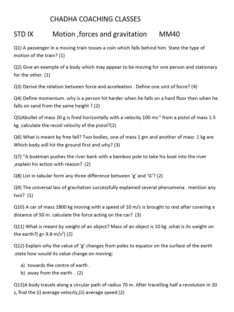 Forces, Motion and Gravitation | PDF | Acceleration | Velocity