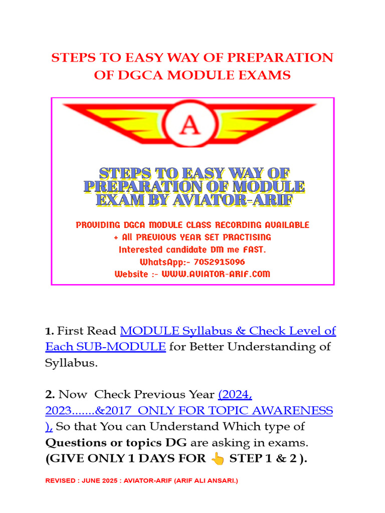 Steps To Easy Way of Preparation of Dgca Module Exam | PDF