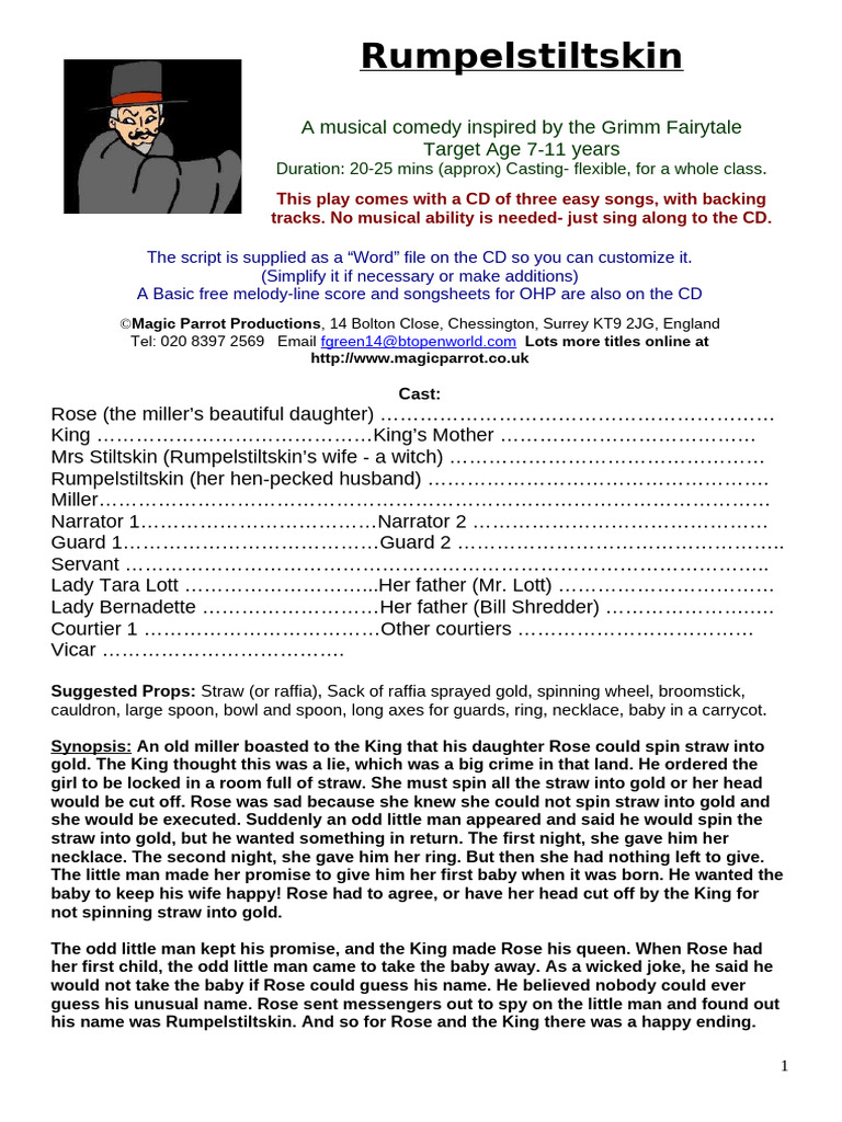 Rumpelstiltskin Musical for Kids | PDF