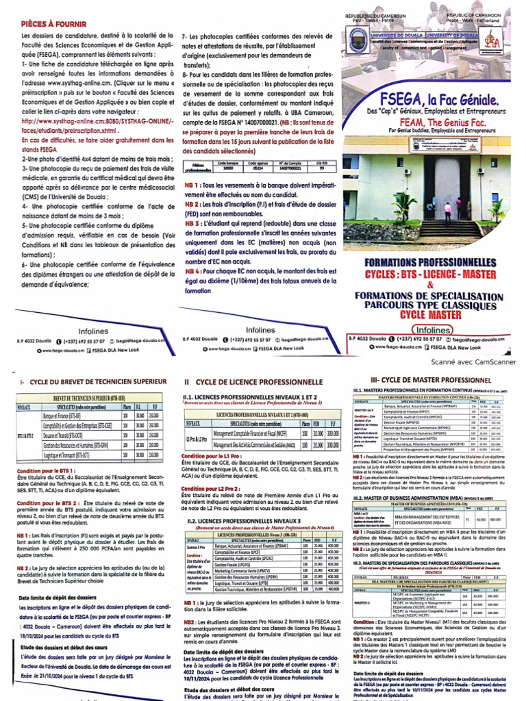 Filières Pro Fsega La Fac Géniale | PDF