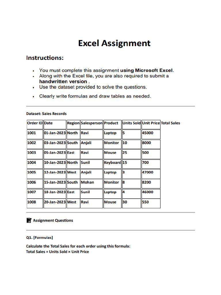 Excel Assignment | PDF