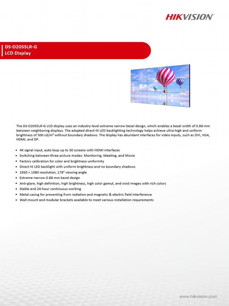 DS-D2055LR-G LCD Display | PDF | Hdmi | Display Resolution