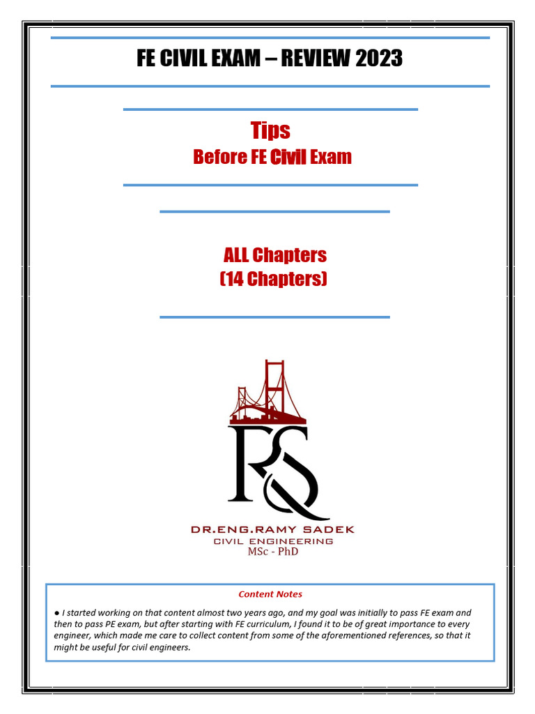 FE Civil Exam Review Guide 2023 | PDF