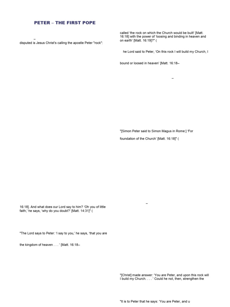 Peter As First Pope D | PDF | Saint Peter | Christian Denominational ...