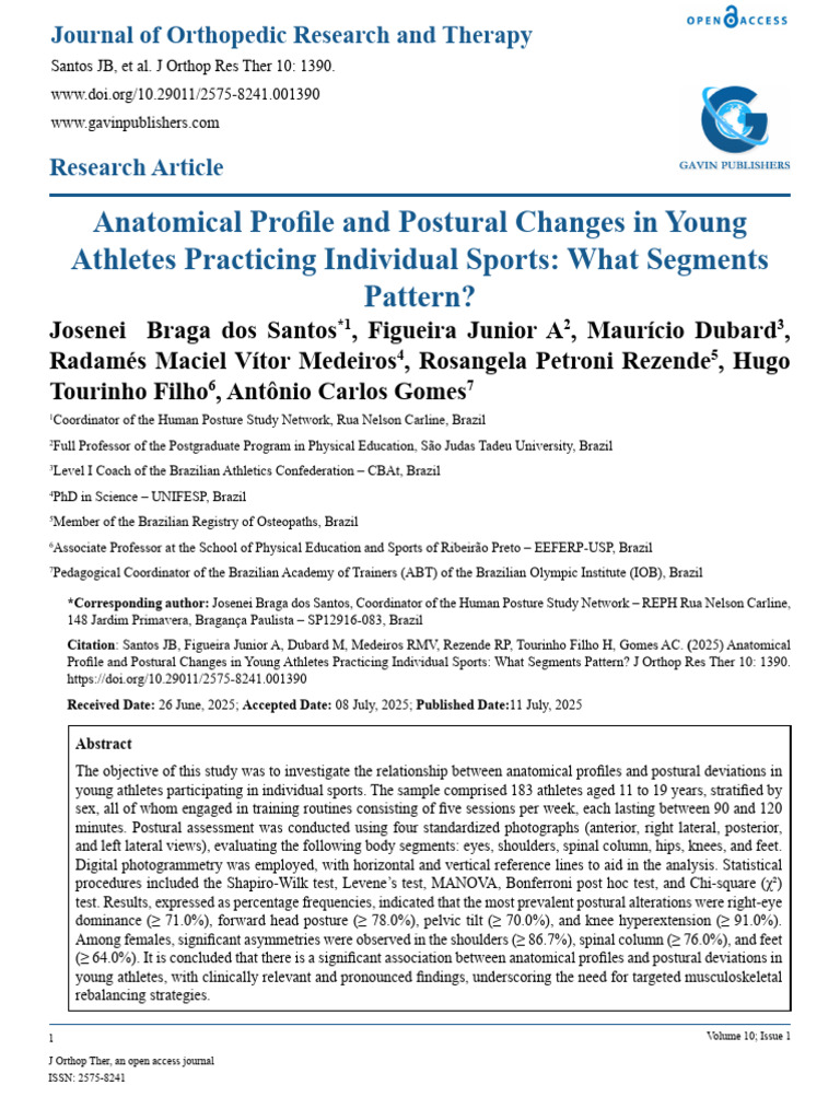 Anatomical Profile and Postural Changes in Young Athletes Practicing ...