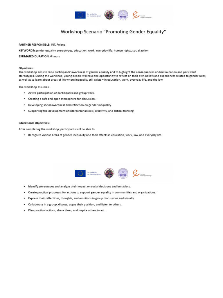 Scenariuo 2. Promoting Gender Equality | PDF | Gender Studies | Gender