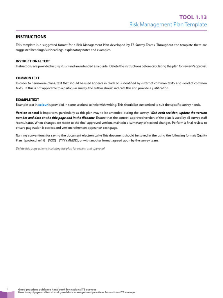 TB Survey Risk Management Plan Guide | PDF | Risk | Risk Management