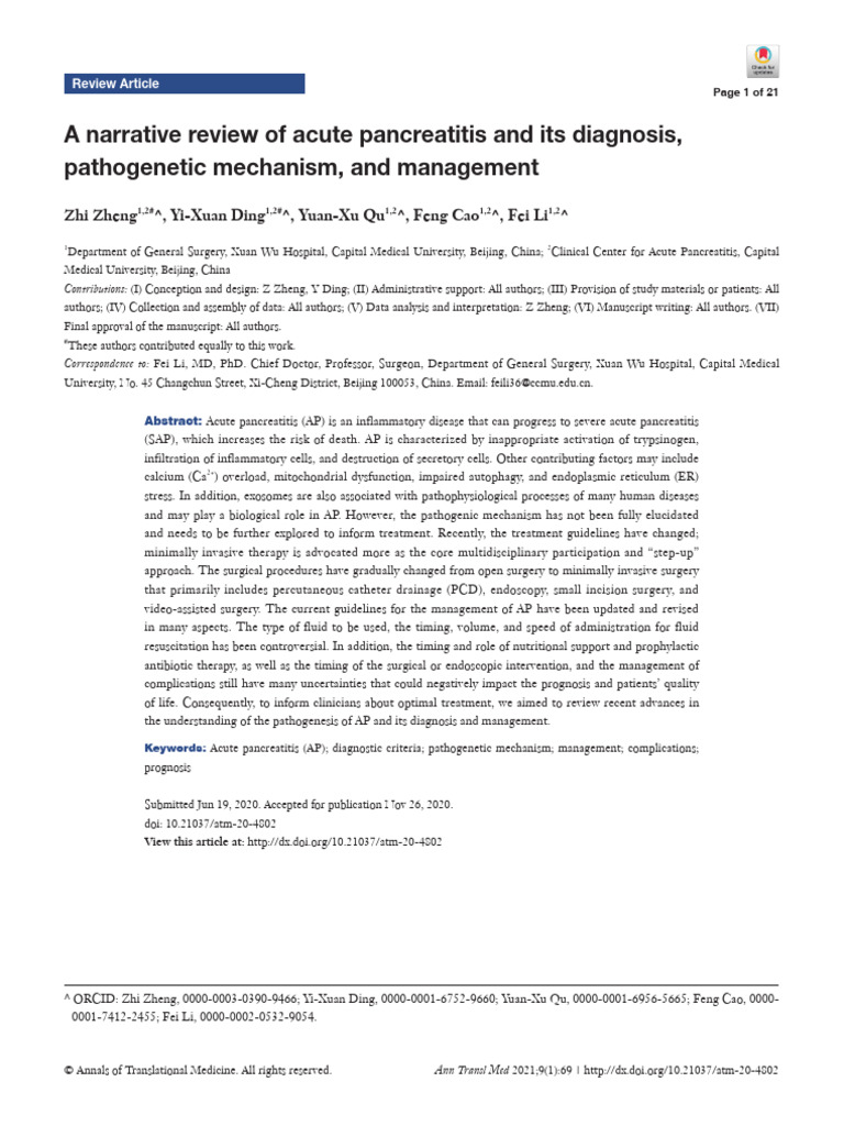 Acute Pancreatitis - Diagnosis Pahophysiology | PDF | Autophagy ...