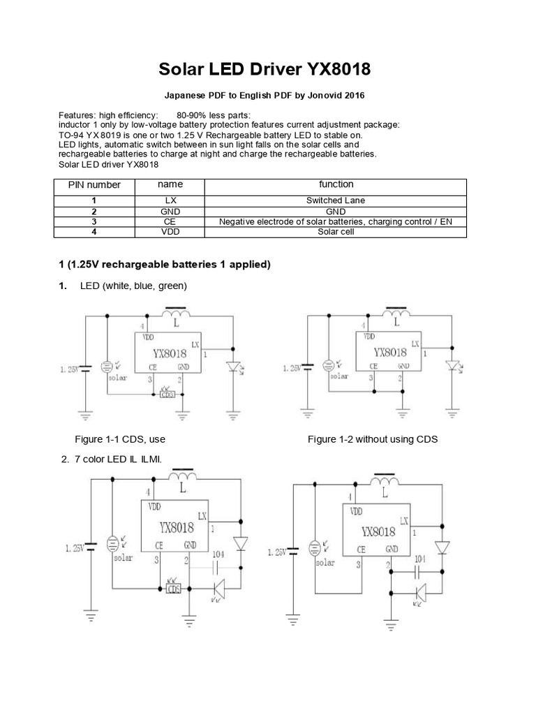 YX8018 Solar LED Driver Overview | PDF | Energy Storage | Electronics