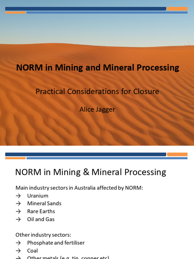 T1 Jagger NORM in Mining Processing Australia | PDF | Mining | Waste