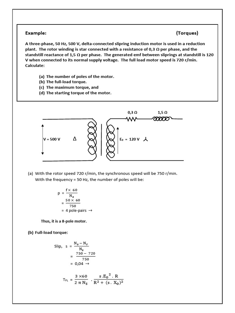Induction Motor Torque Calculations | PDF | Electrical Equipment ...