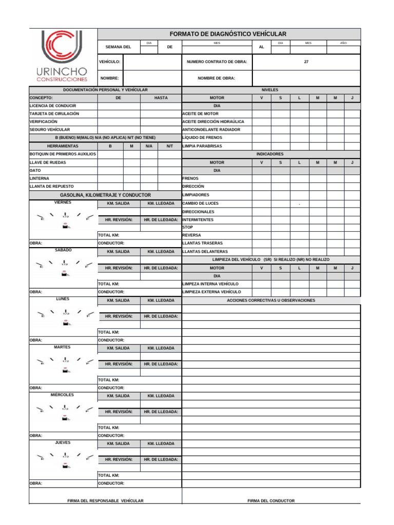 Check List Vehícular | PDF | Motores | Vehículos terrestres