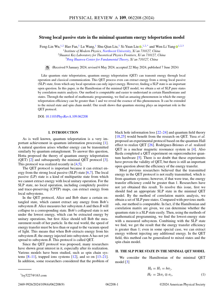 Strong Local Passive States in QET | PDF | Applied And ...