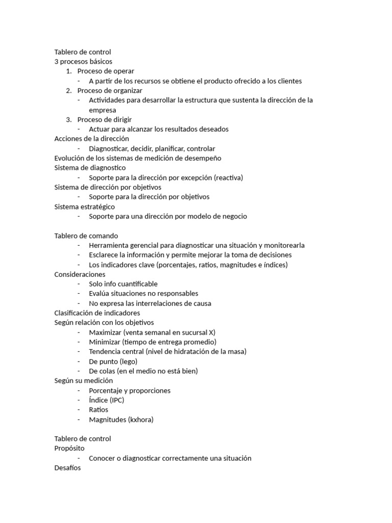 Tablero de Control: Procesos y Estrategias | PDF | Economias | Business