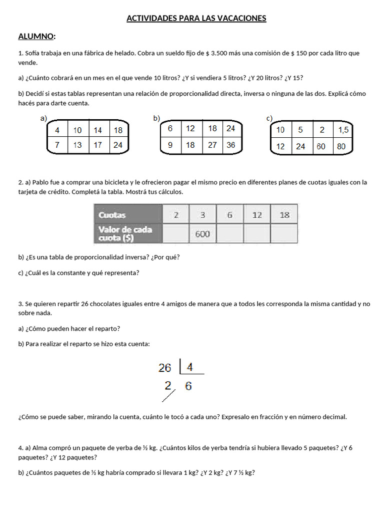Actividades para Las Vacaciones | PDF