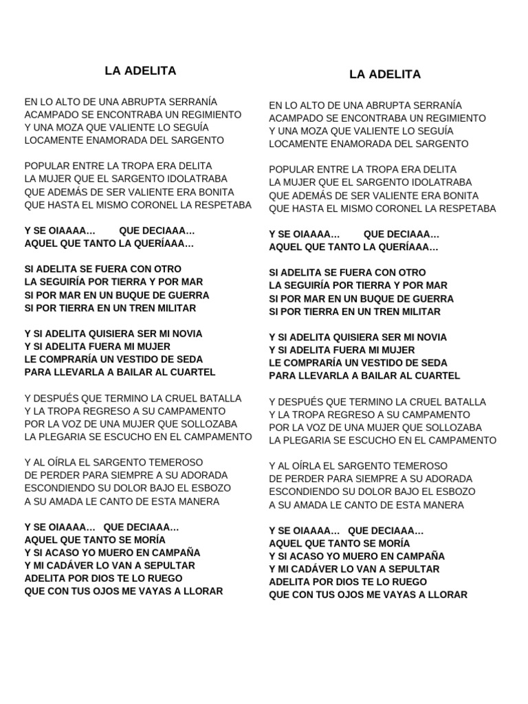 La historia de Adelita y el sargento | PDF