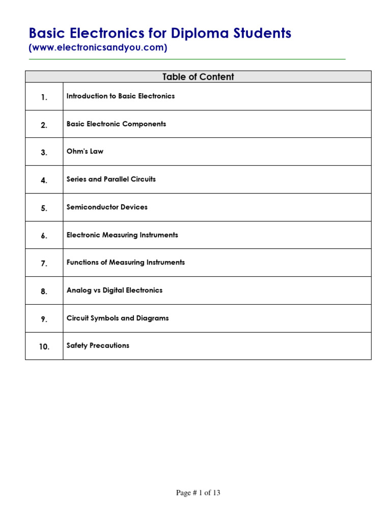 Basic Electronics for Diploma Students | PDF | Electronics | Electronic ...
