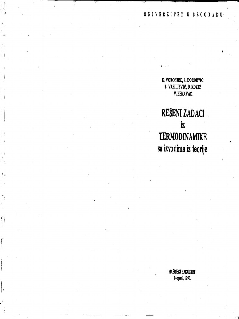 Rešeni Zadaci Iz Termodinamike Sa Izvodima Iz Teorije | PDF