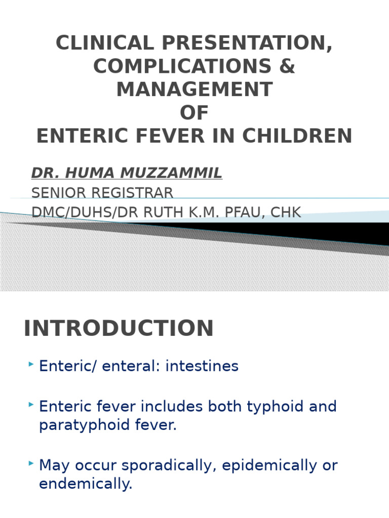 Enteric Fever in Children: Diagnosis & Management | PDF | Human ...