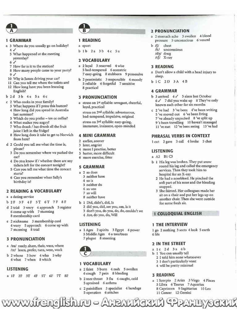 English File Fourth Edition Workbook Keys | PDF