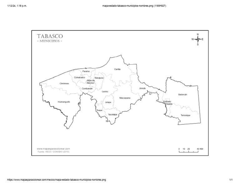 Mapa de Tabasco con Municipios y Nombres | PDF
